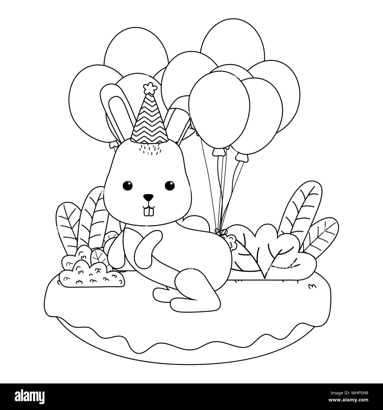 Rabbit cartoon design, Animal happy birthday celebration decoration and ...