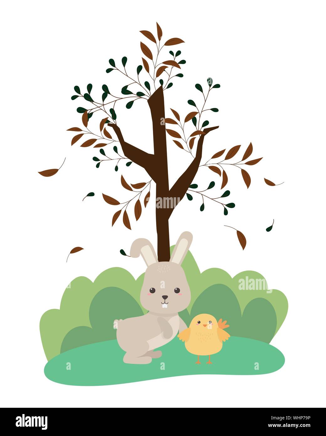 Rabbit and chicken cartoon design, Animal cute zoo life nature and ...