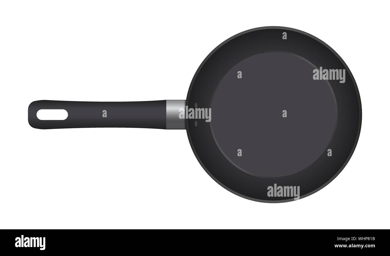 Empty frying pan, top view isolated on white background. Realistic ...