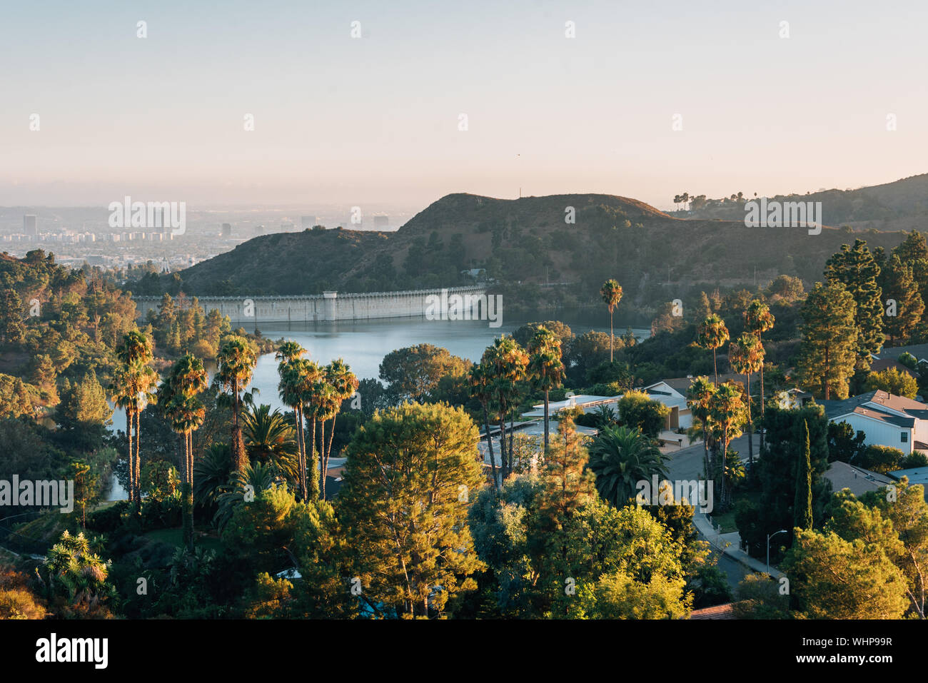 View of Hollywood Reservoir from Lake Hollywood Park, in Los Angeles ...
