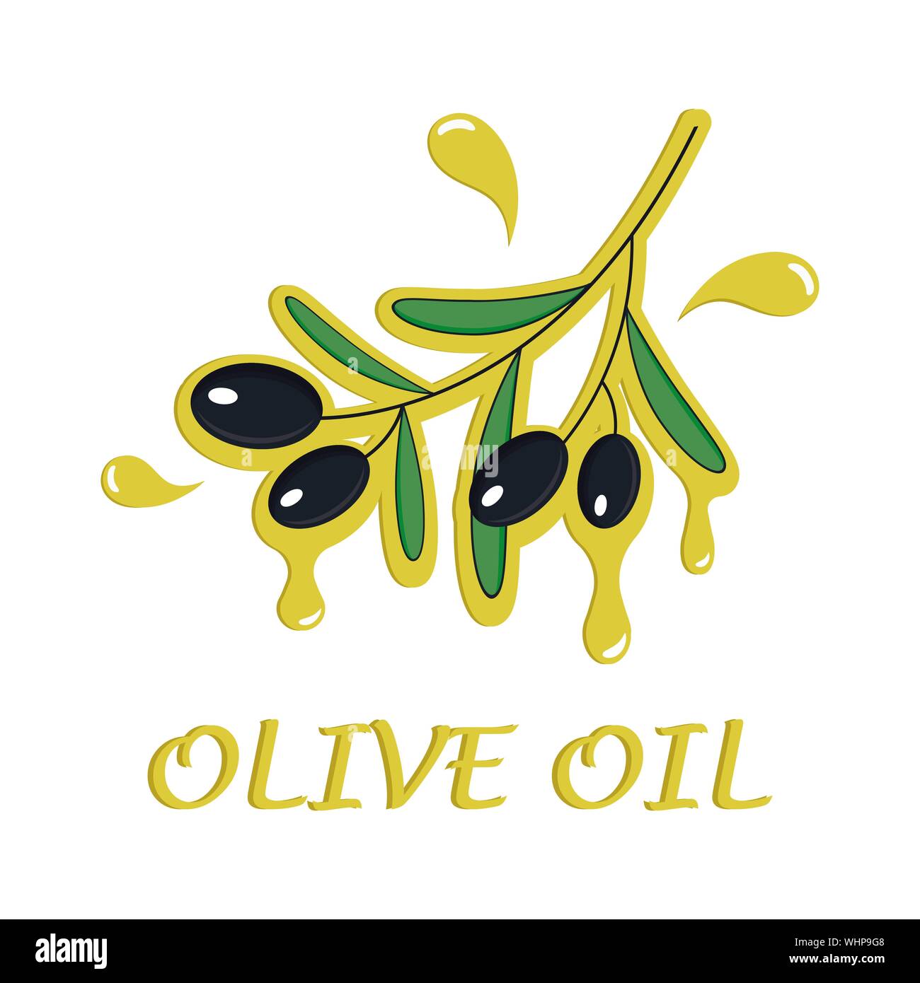 Olive tree branch flat icon. Sticker isolated on white background ...