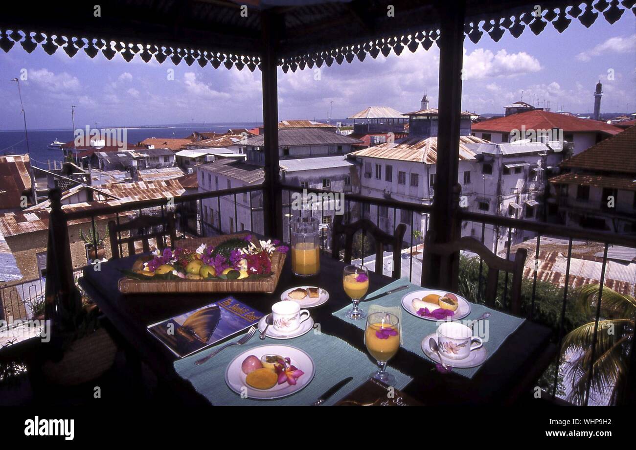 Healthy Breakfast and Rooftop view of Stone Town, Zanzibar, Tanzania ...