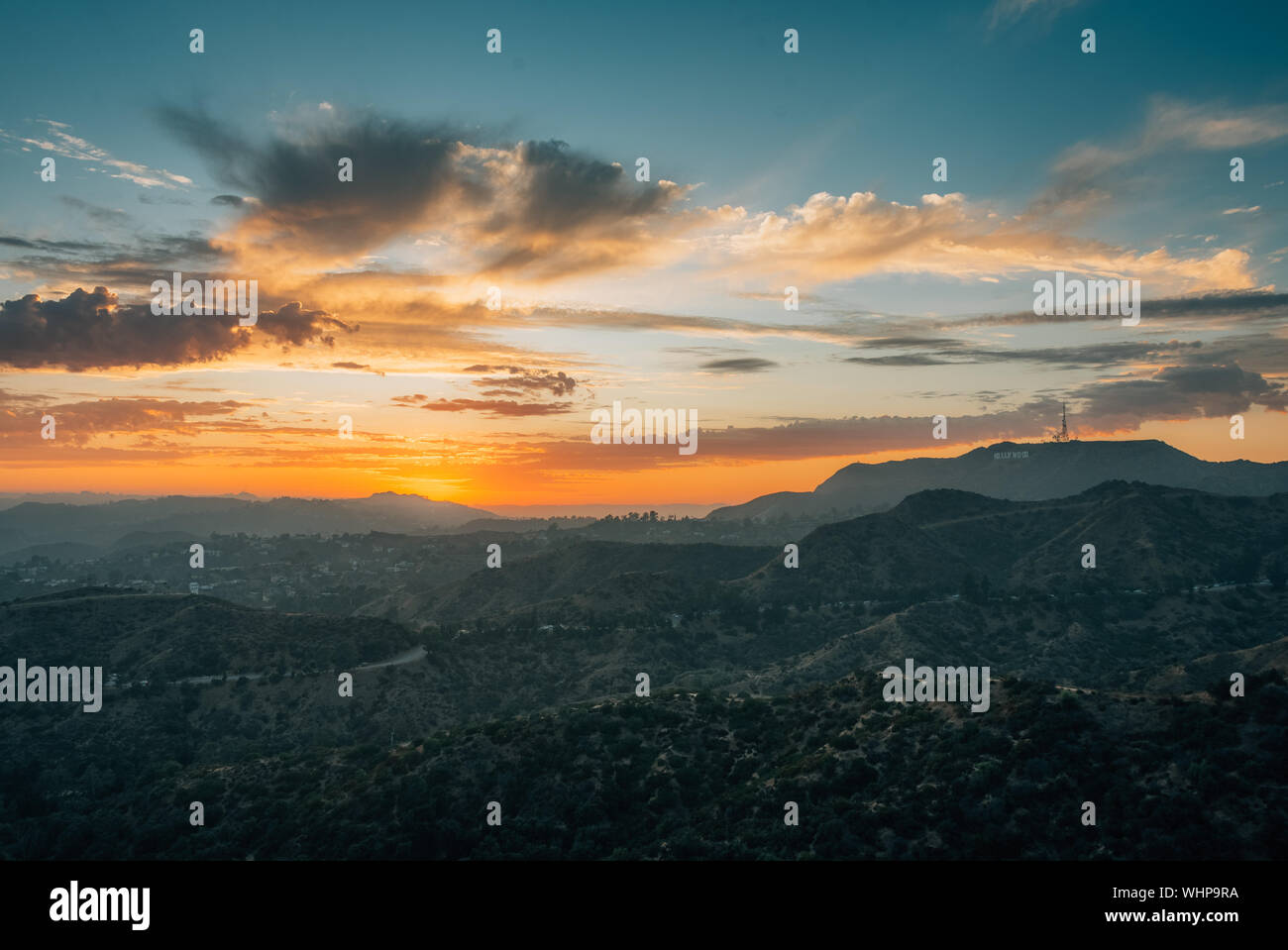 Sunset view from the Griffith Observatory, in Los Angeles, California ...