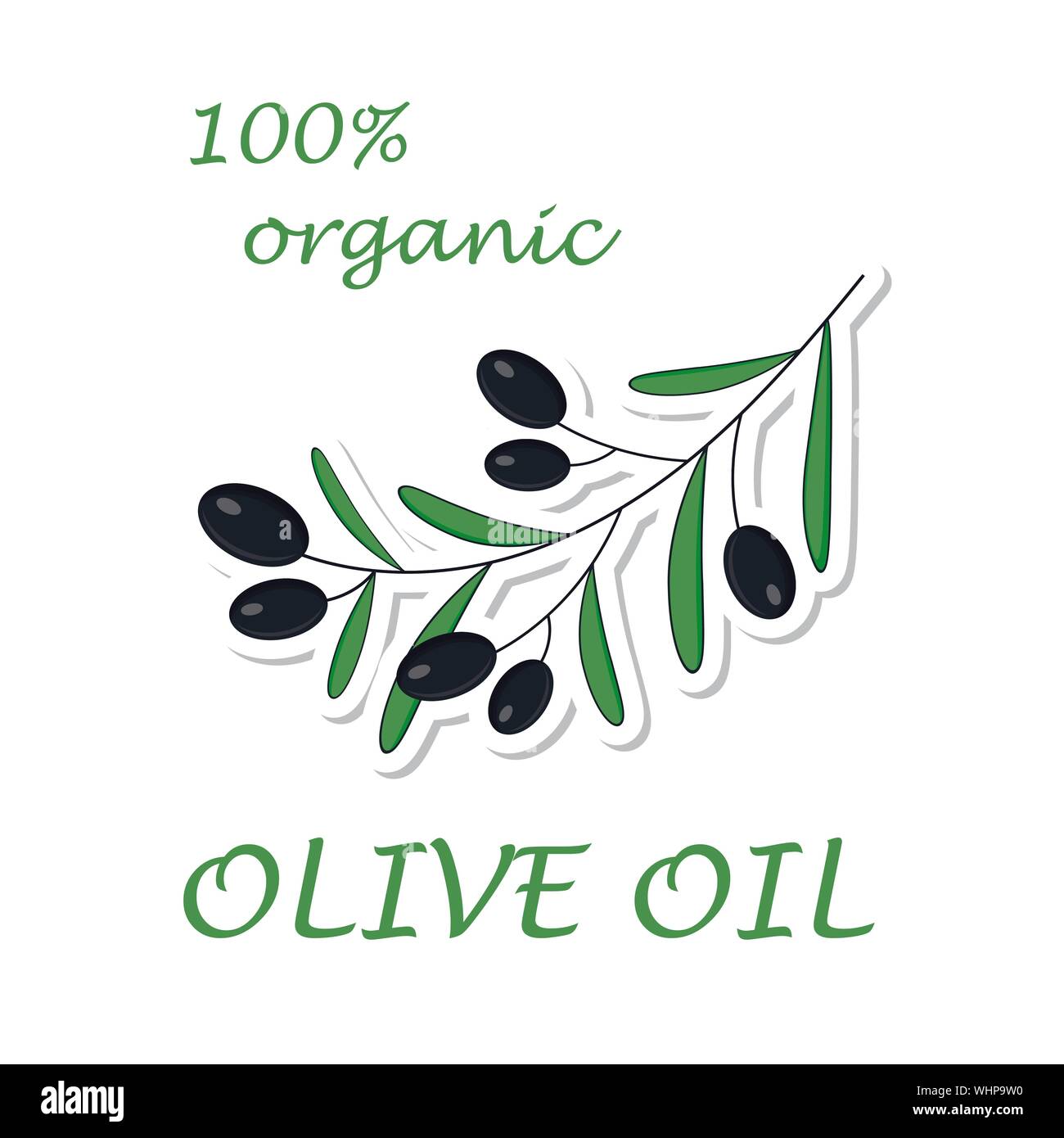 Olive tree branch flat icon. Sticker isolated on white background ...