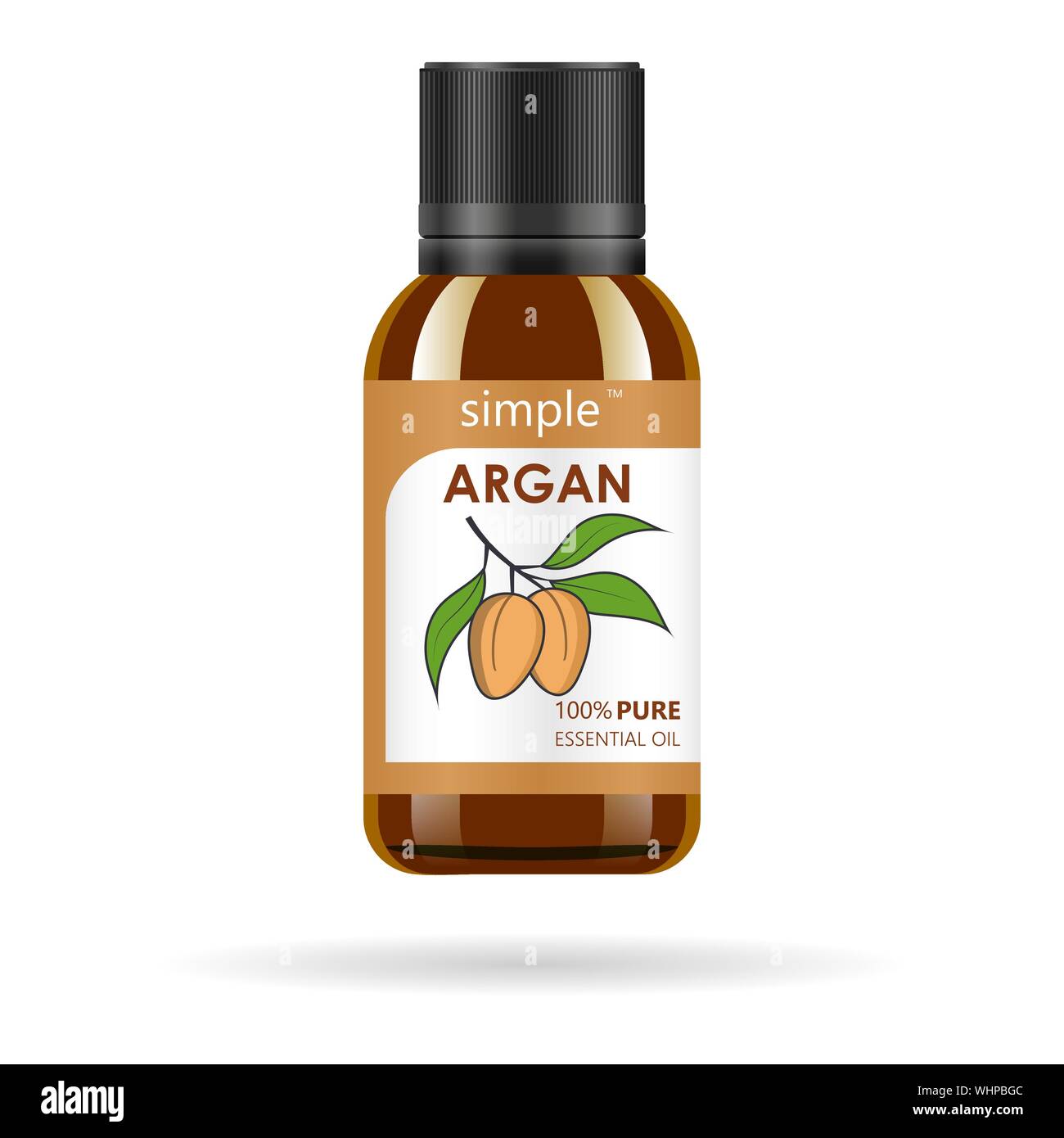 Realistic brown glass bottle with argan extract. Beauty and cosmetics ...