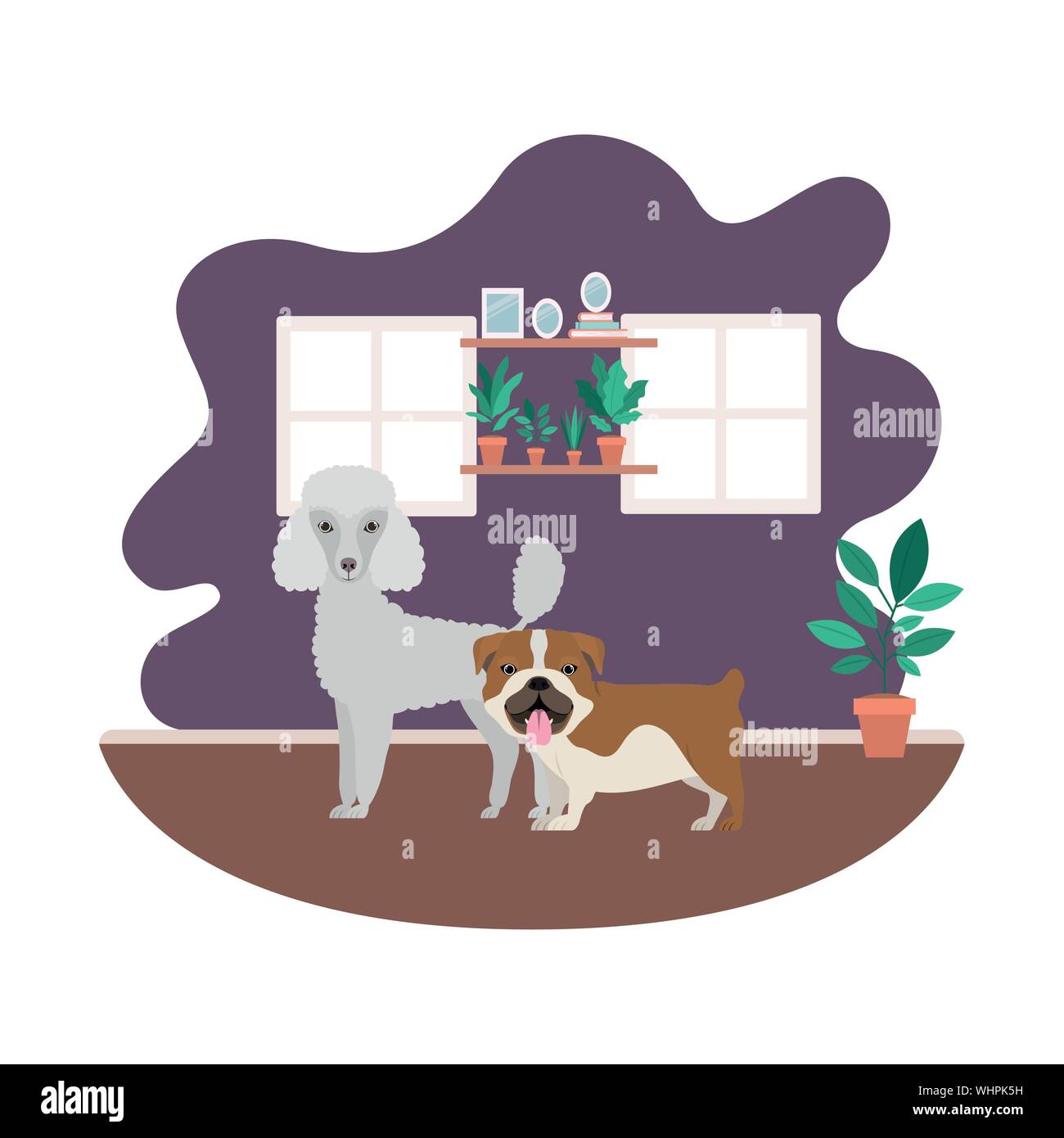 cute and adorable dogs in living room Stock Vector Image & Art - Alamy
