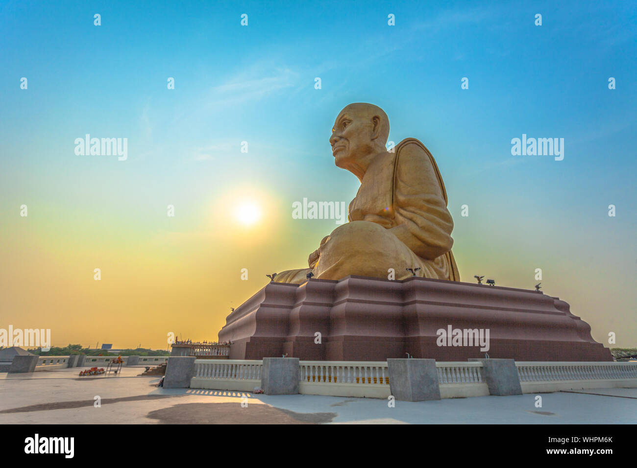 sunrise at the big Buddhist Monks Luang Phor Tuad Statue At Buddha ...