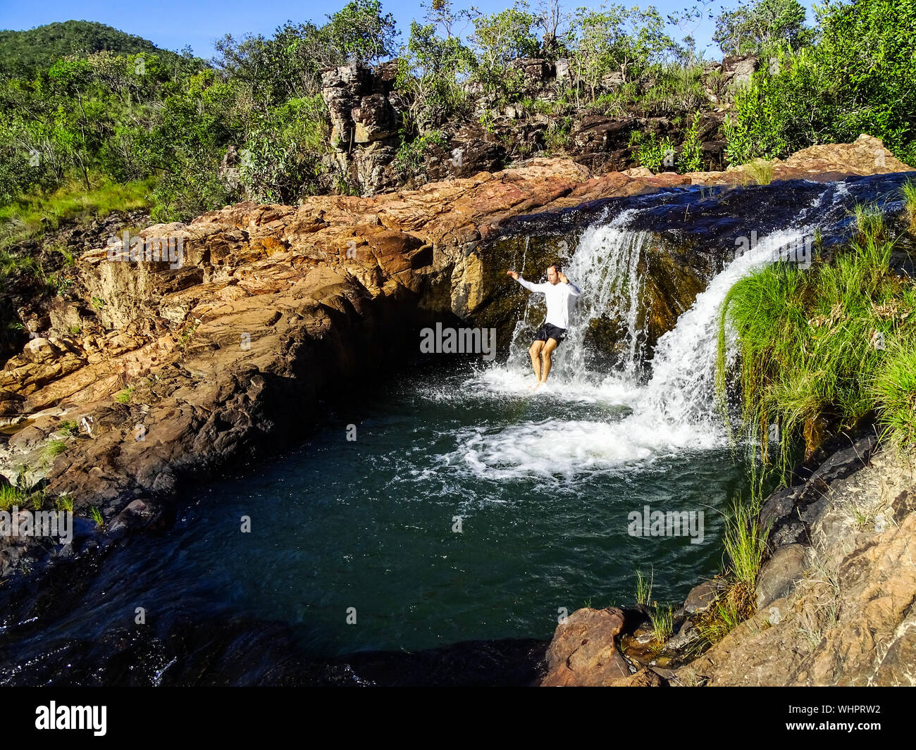 Jumping into waterfall hi-res stock photography and images - Alamy
