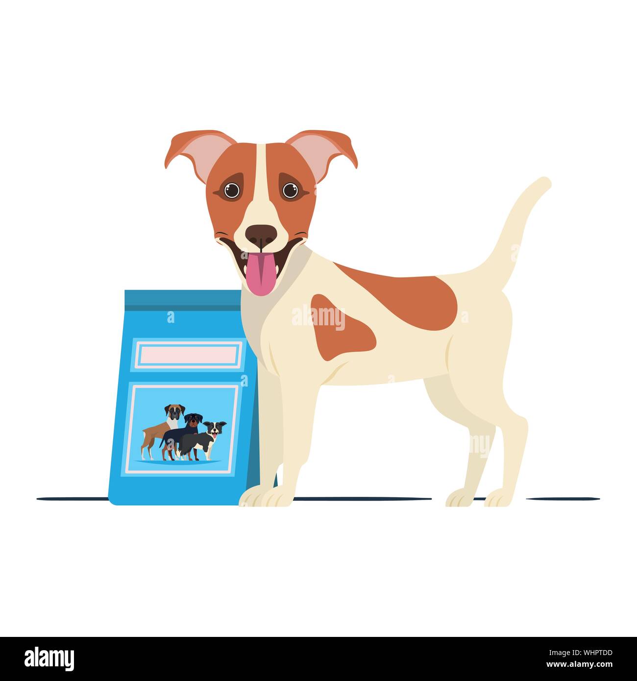 dog with dog food bag on white background Stock Vector Image & Art - Alamy