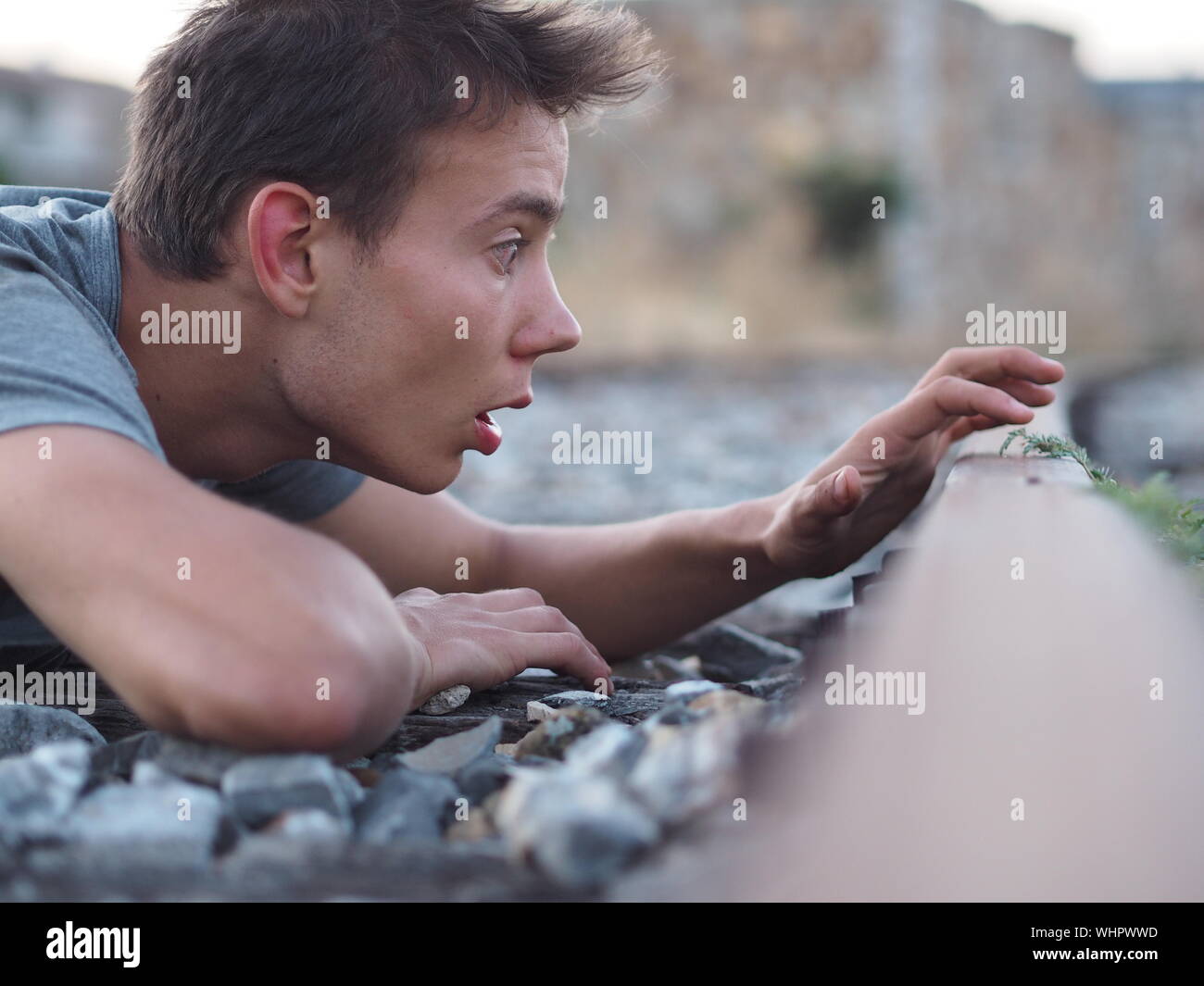 Man surprised side view hi-res stock photography and images - Alamy