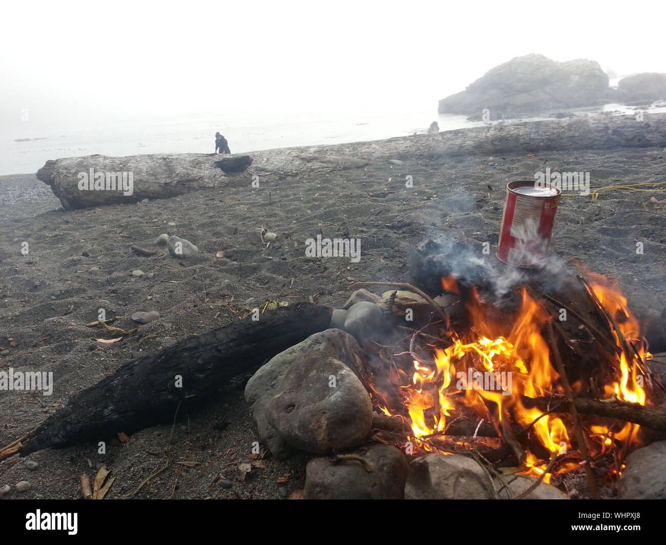 Beach Scene With Log Fire High Resolution Stock Photography and Images ...