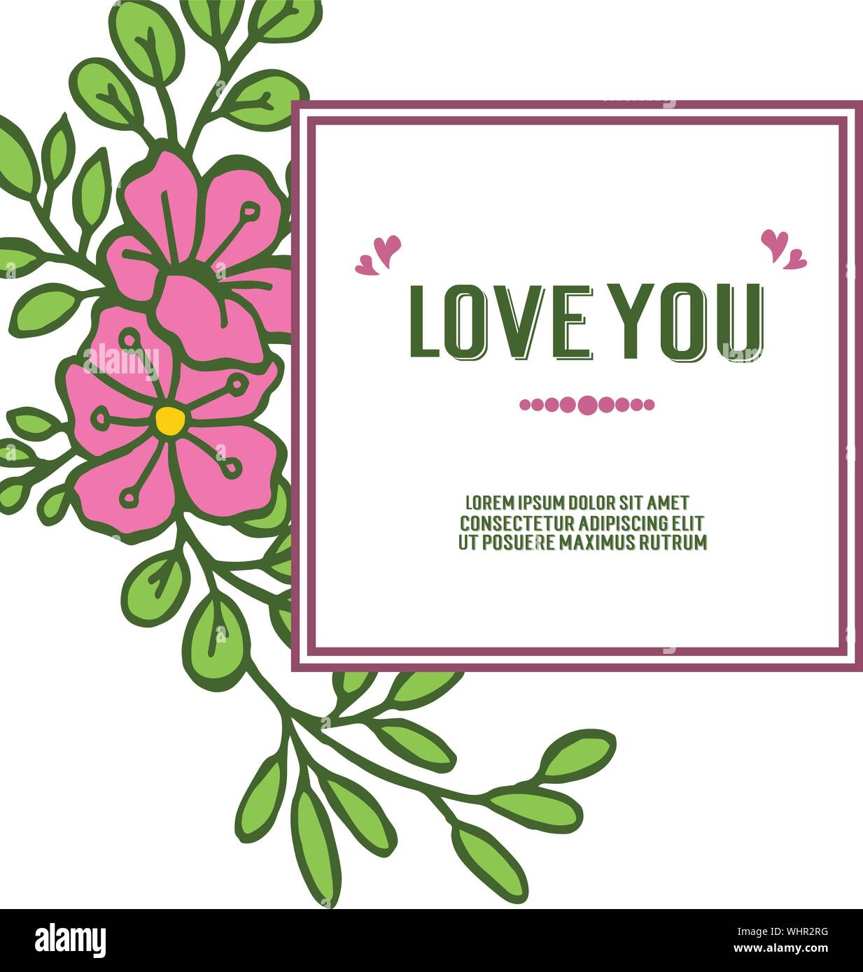 Frame wreath and leaves, isolated on white background, for template of ...