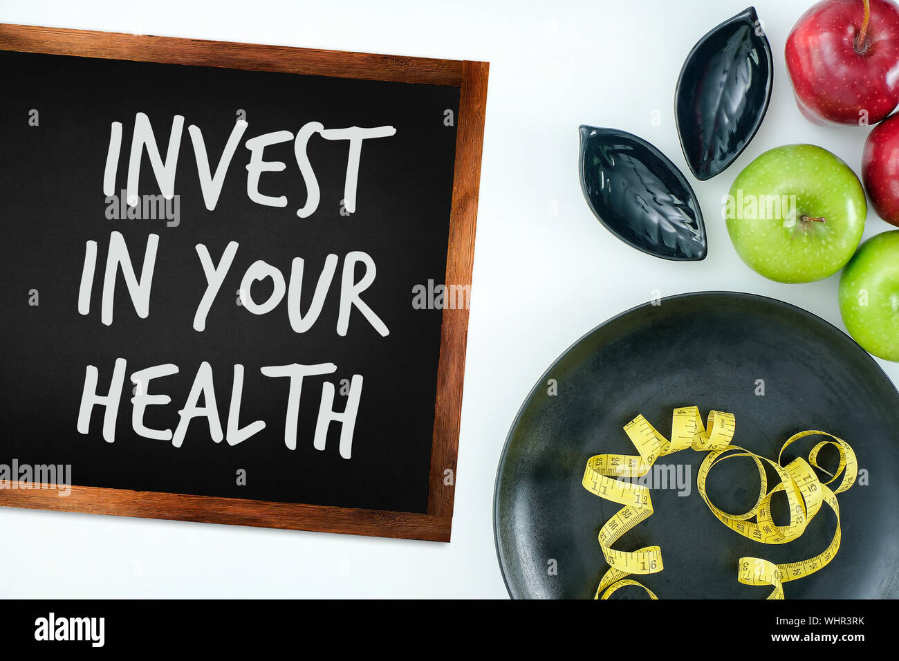 Invest in your health , Healthy lifestyle concept with diet and fitness ...