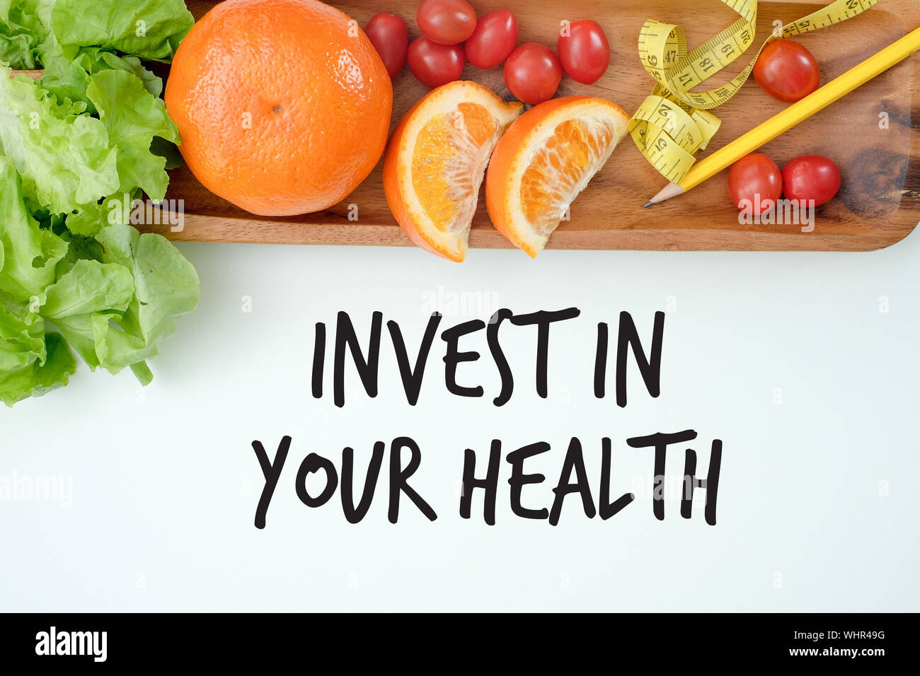 Invest in your health , Healthy lifestyle concept with diet and fitness ...