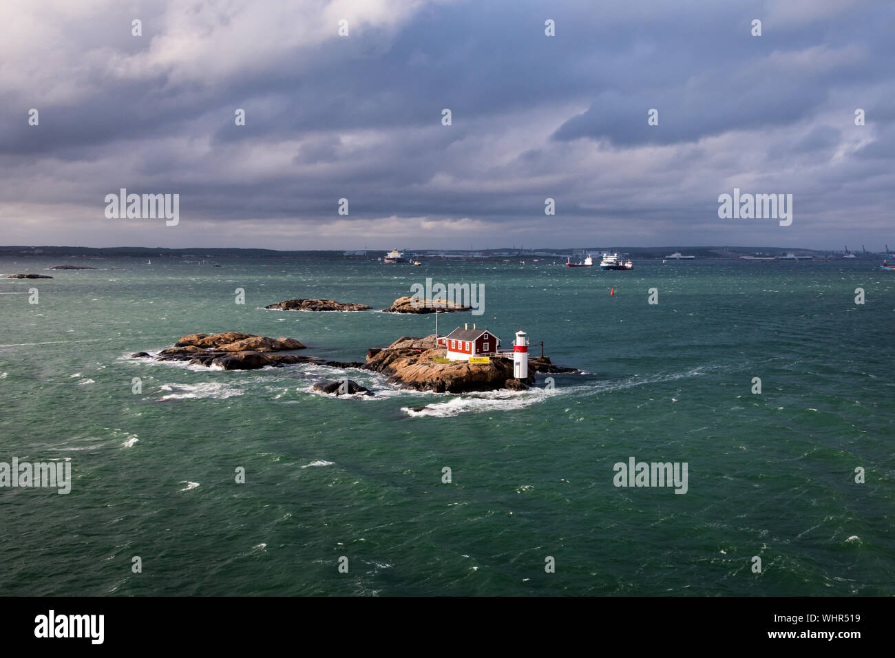 View at the coastline of Gothenburg in Sweden a baltic sea with heavy ...