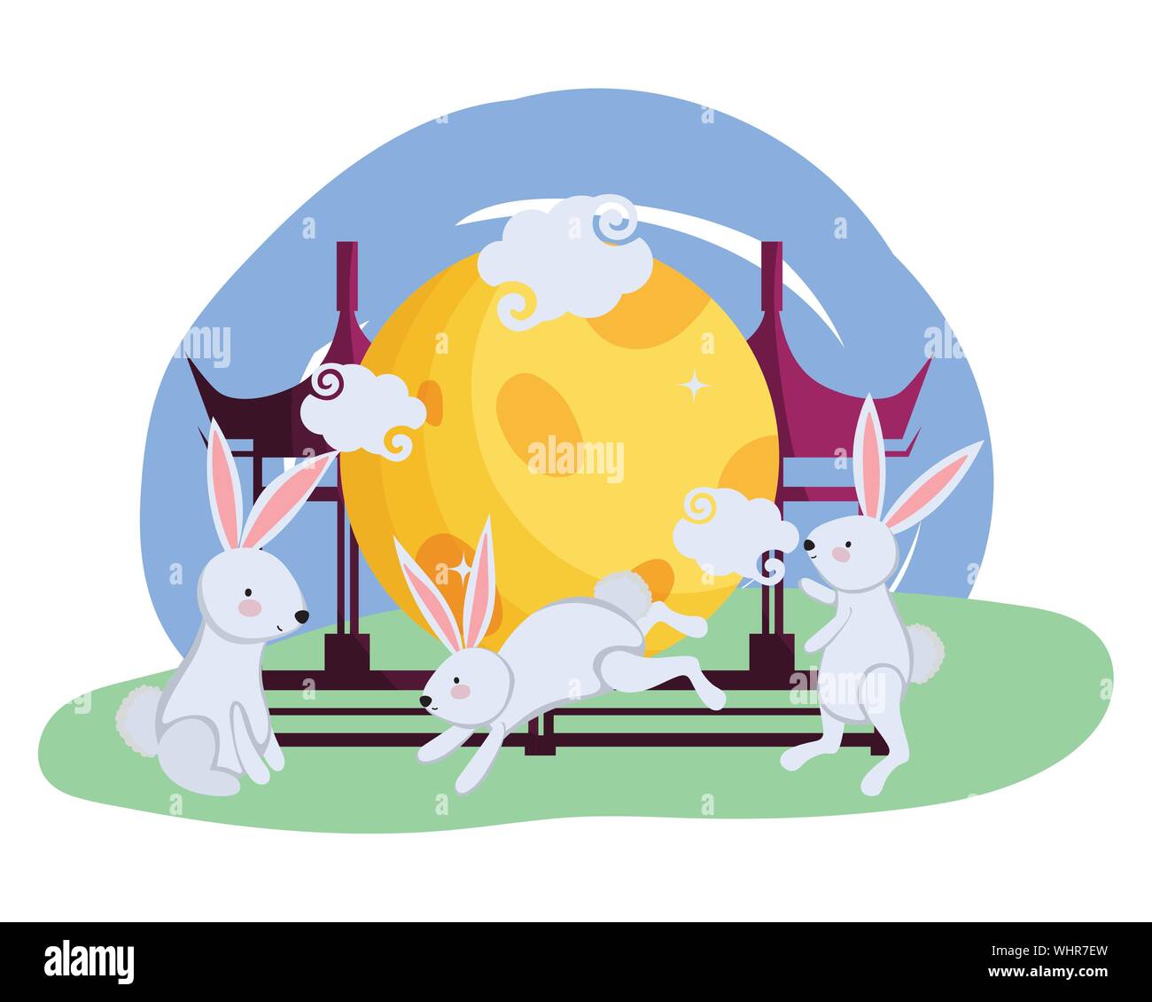 Rabbits design, Mid autumn festival china oriental celebration and ...