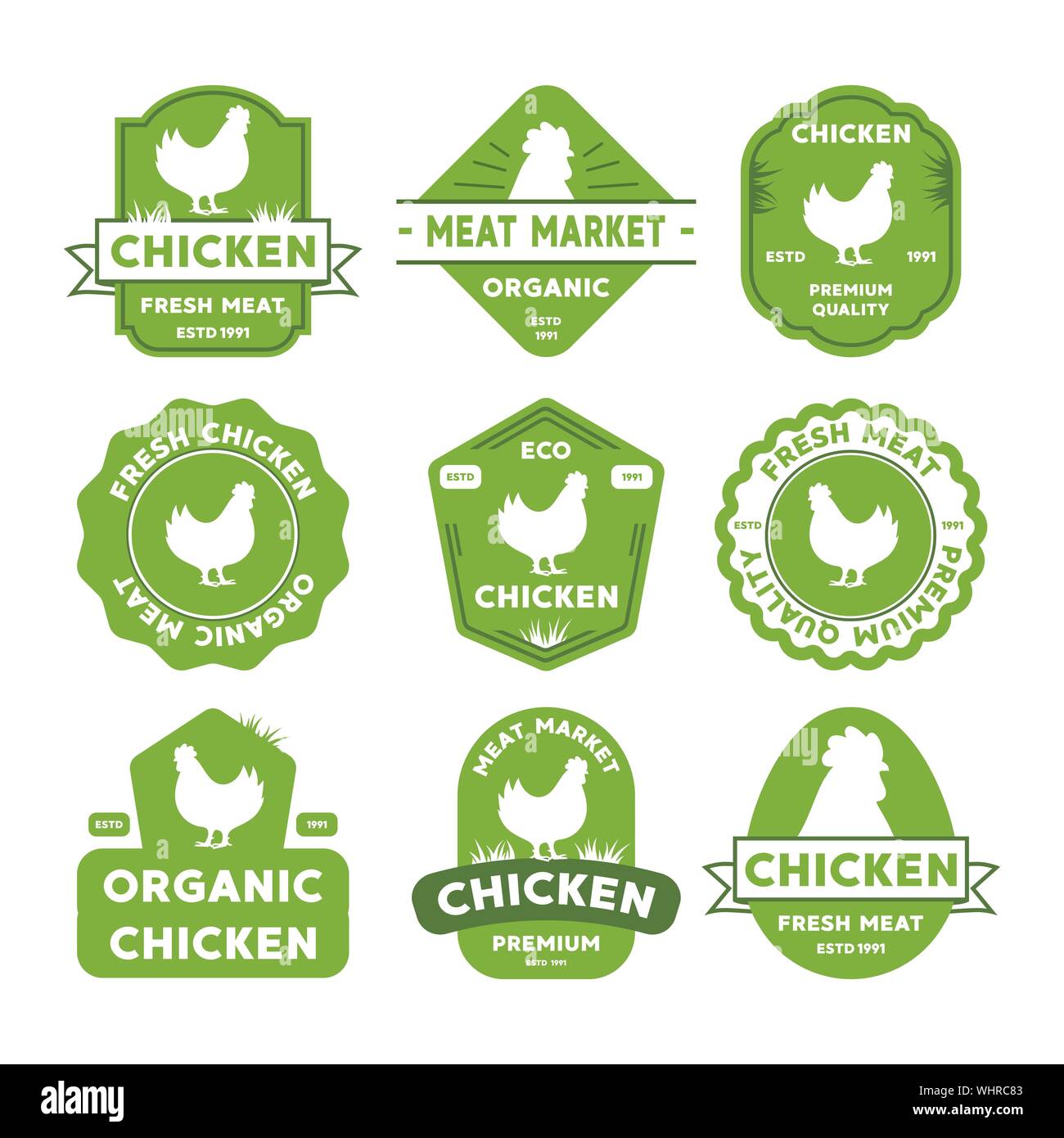 Premium chicken logo. Labels, badges and design elements. Retro organic ...