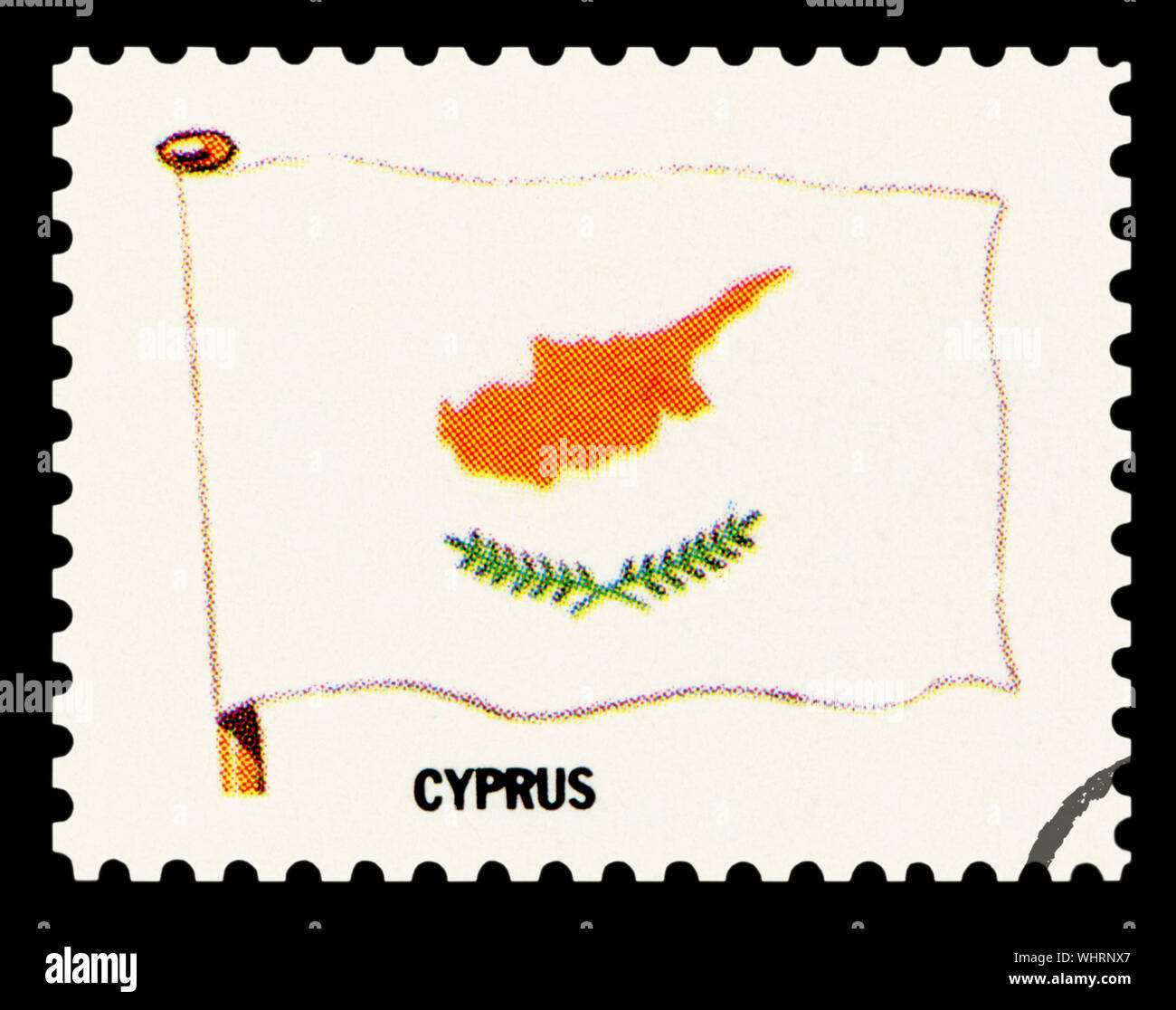 CYPRUS FLAG - Postage Stamp isolated on black background Stock Photo ...