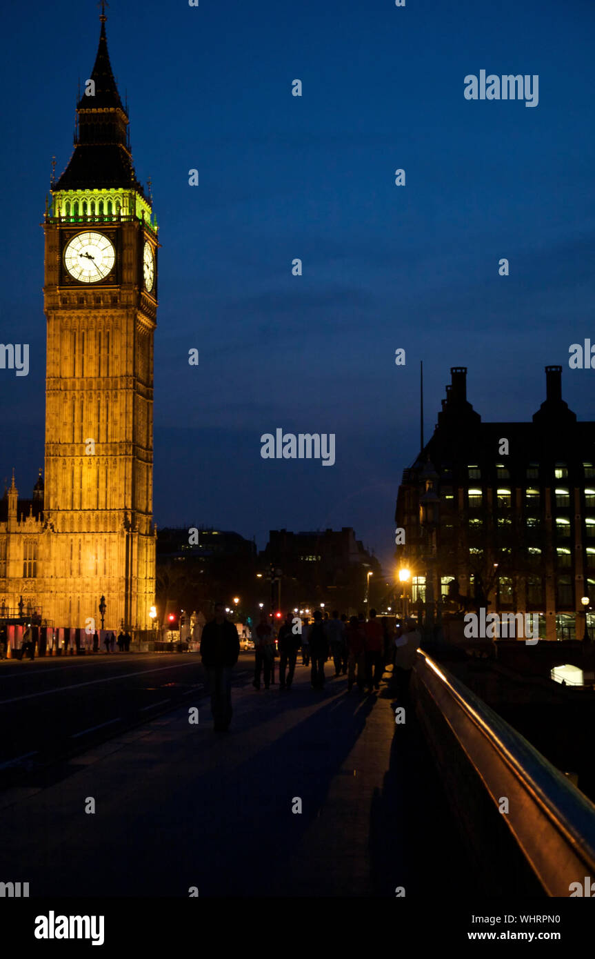 View Of Clock Tower At Night Stock Photo - Alamy