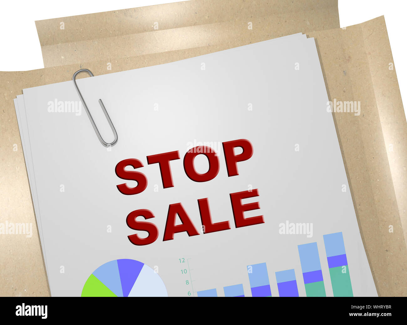 3D illustration of STOP SALE title on business document Stock Photo - Alamy