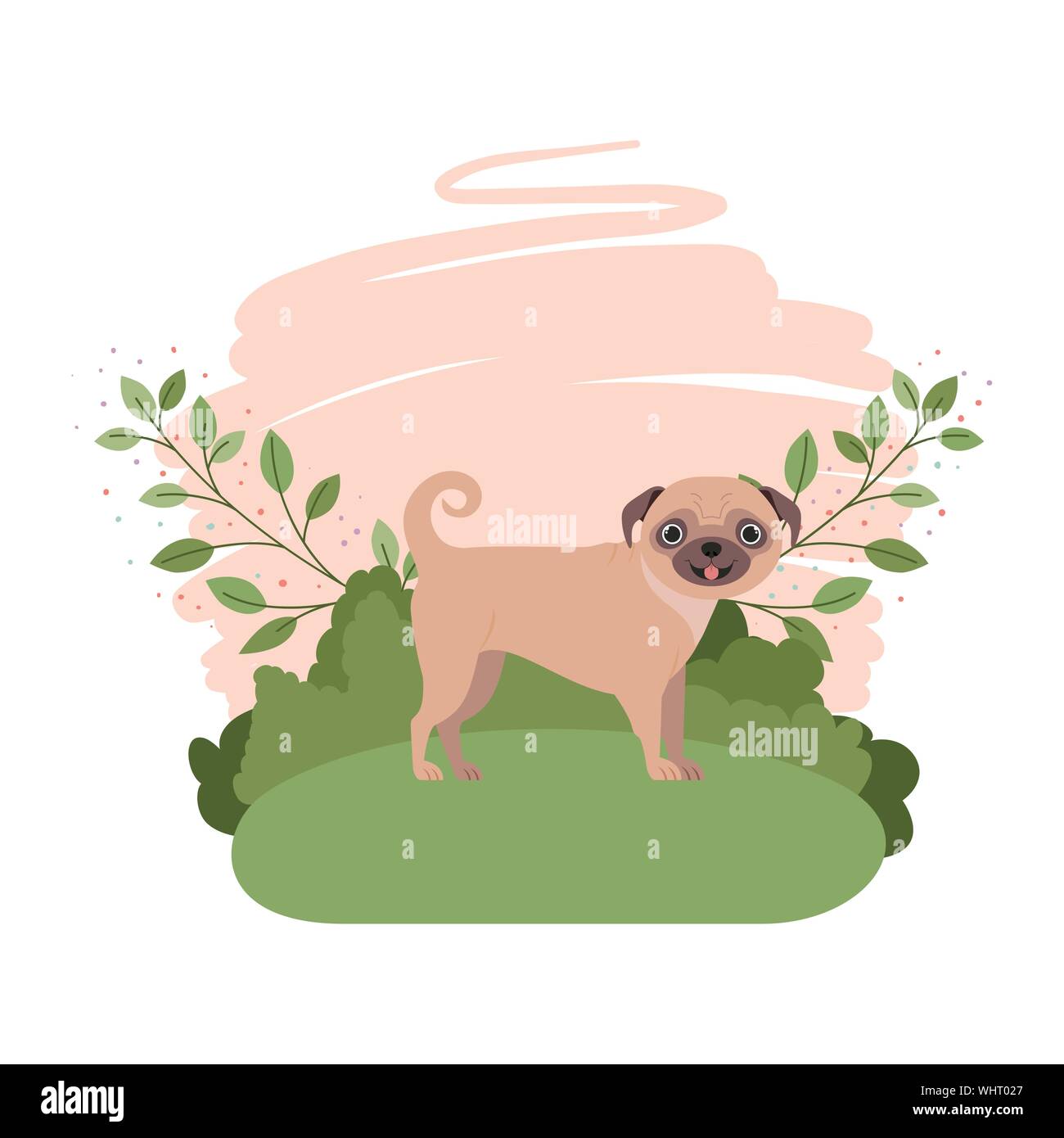 cute pug dog with background landscape Stock Vector Image & Art - Alamy