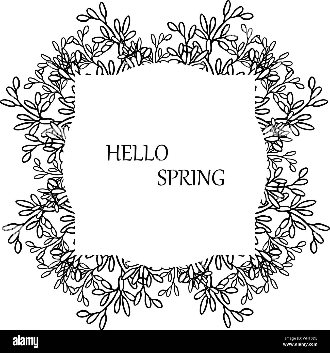 Abstract leaves and wreath frame, for design greeting card hello spring ...