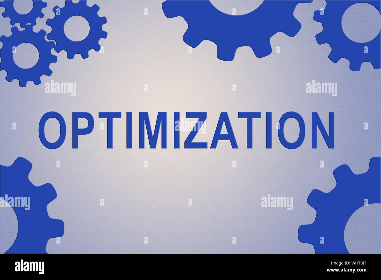 OPTIMIZATION sign concept illustration with blue gear wheel figures on ...