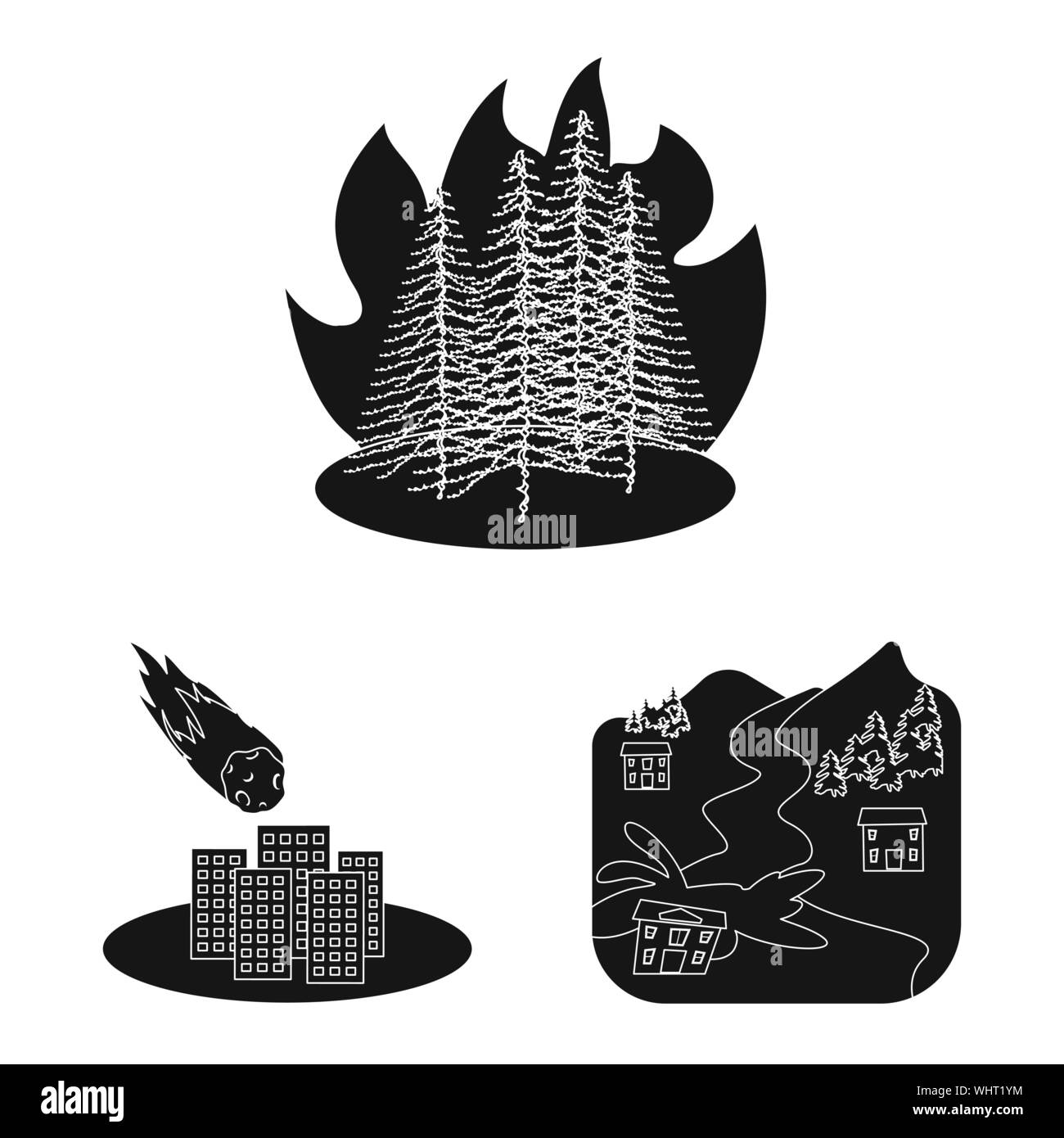 Vector illustration of calamity and crash logo. Set of calamity and ...