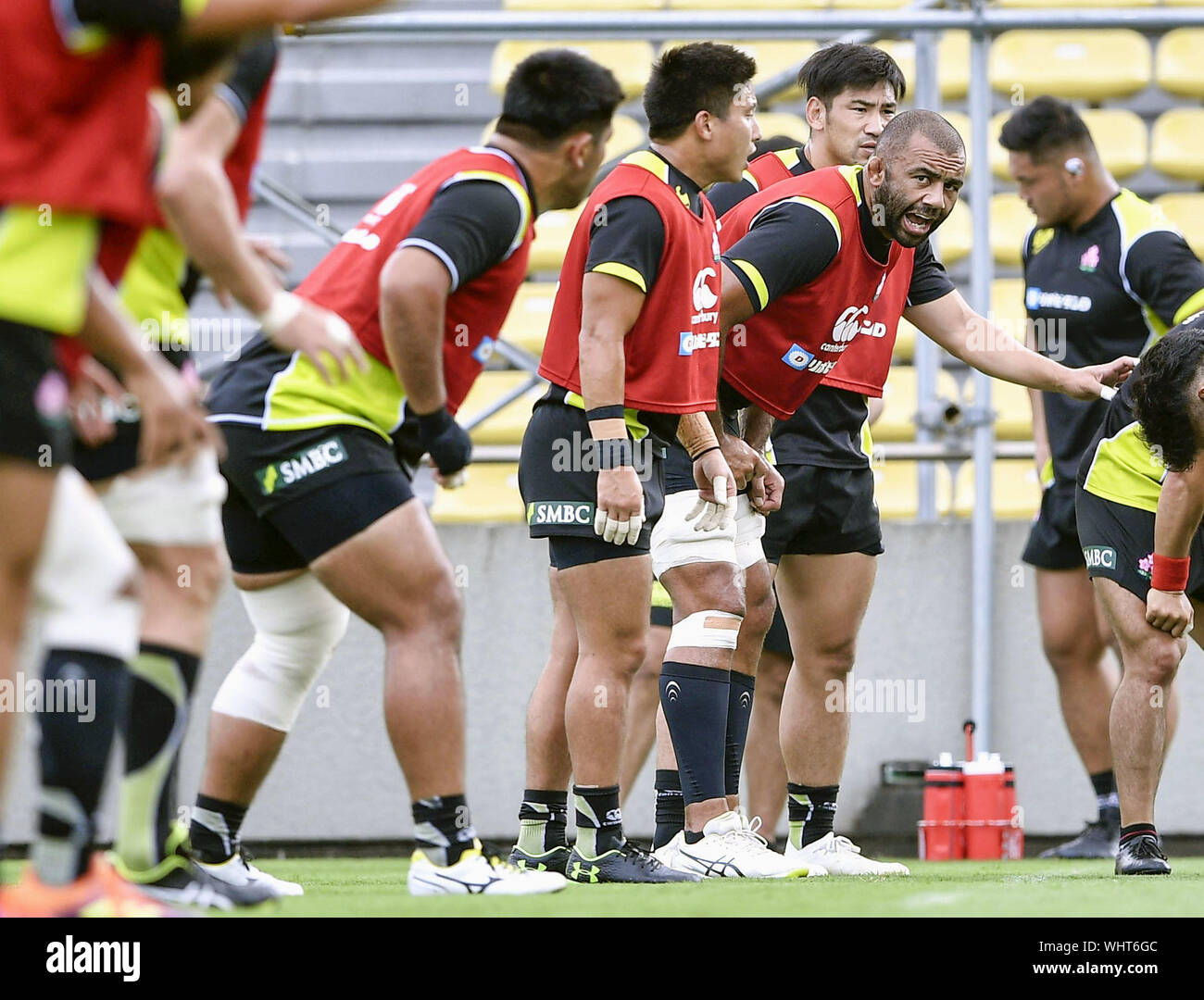 Japan rugby players train in Tokyo on Sept. 2, 2019, ahead of a match ...