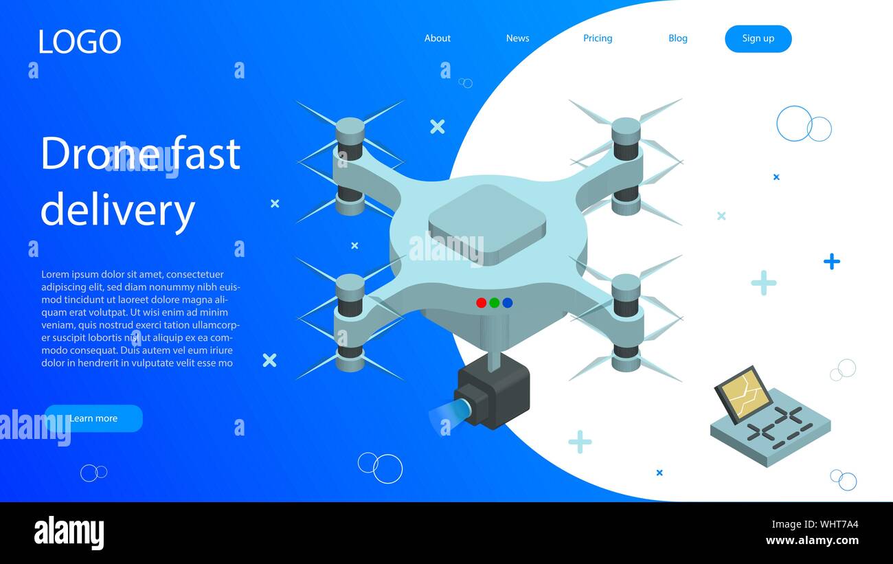 Isometric Drone Fast Delivery. Structure of quadcopter. Technological ...