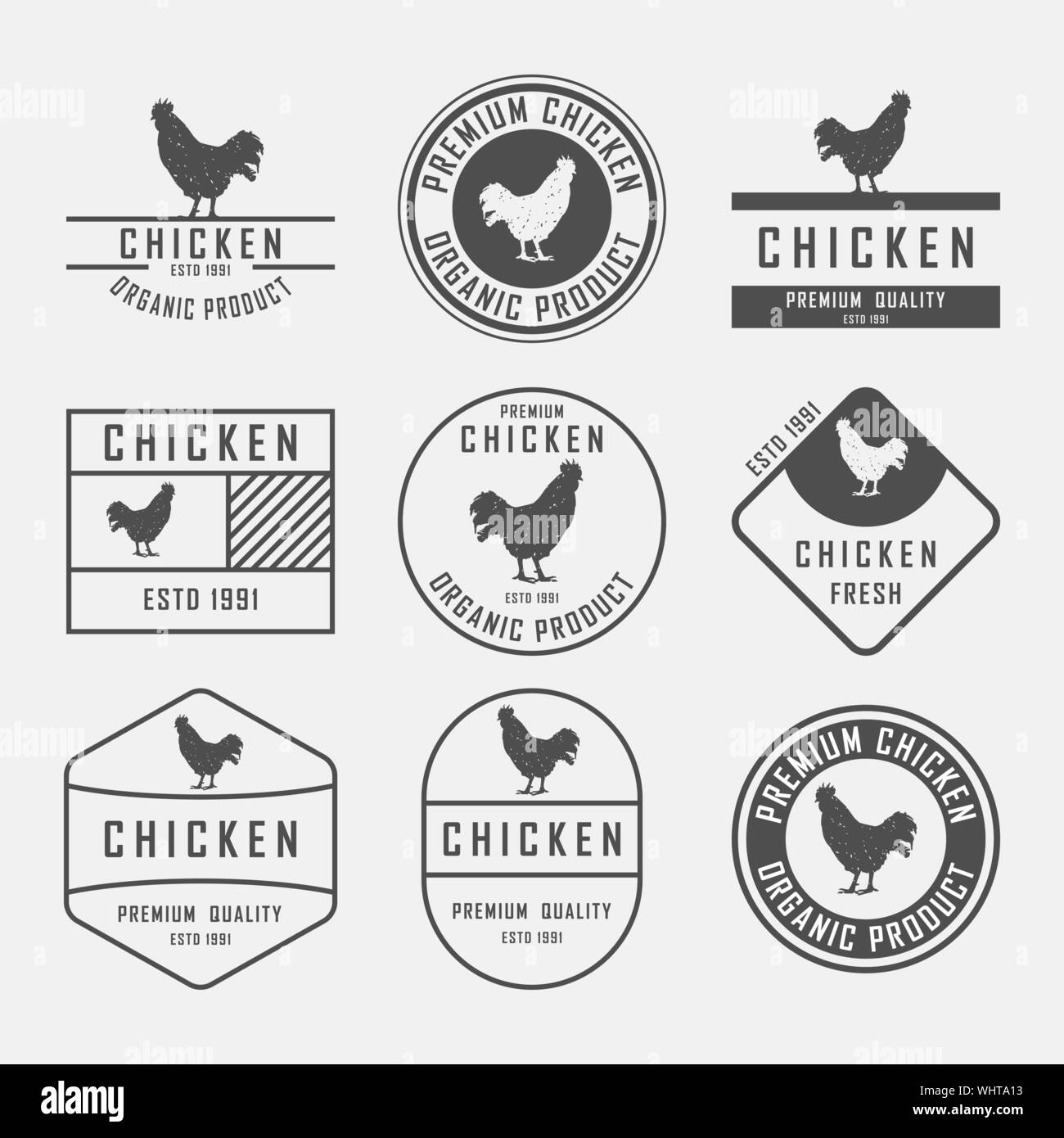 Set of premium chicken labels, badges and design elements. Vector ...