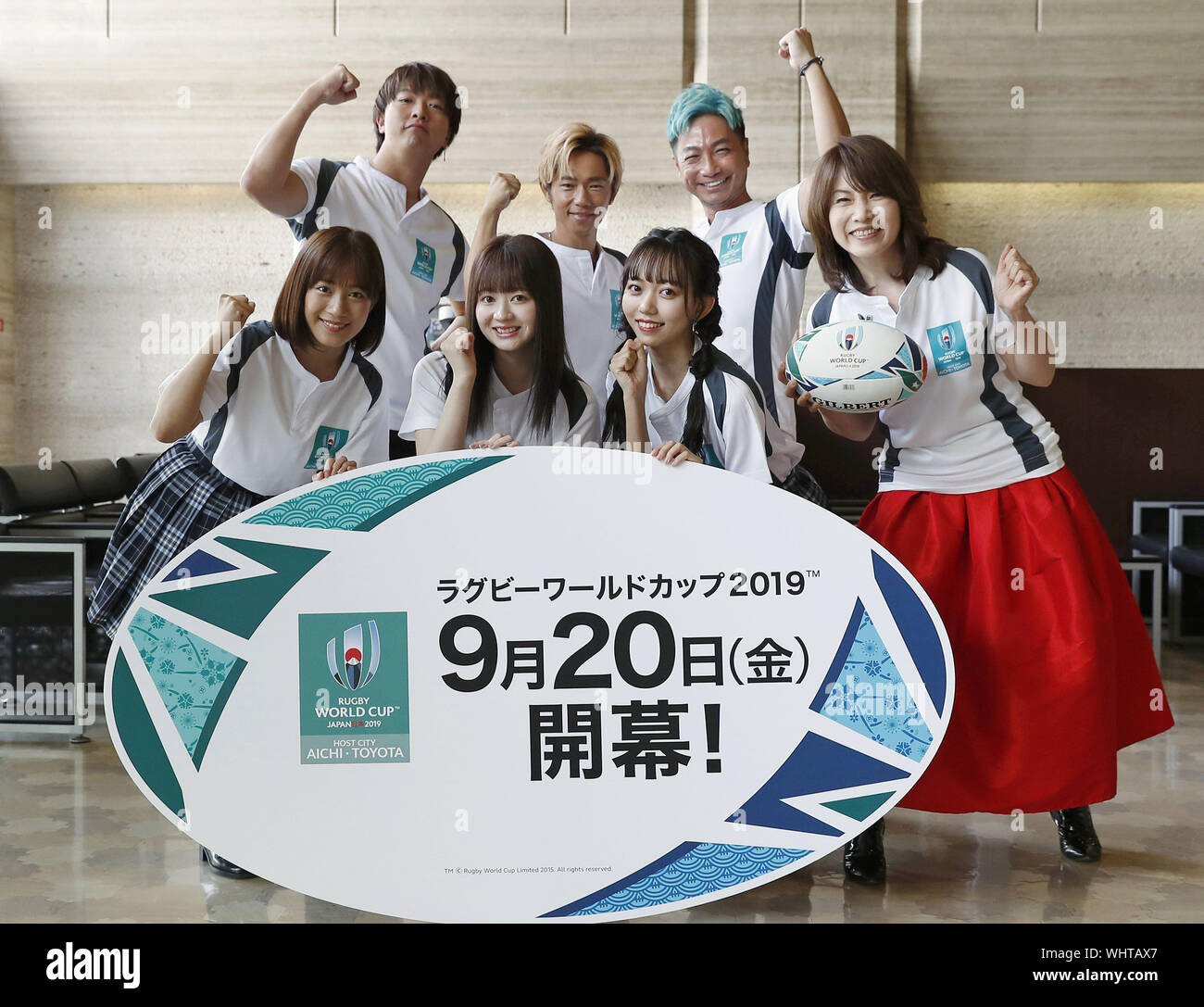 Members of Japanese music group Sonar Pocket (back row), Japanese idol ...