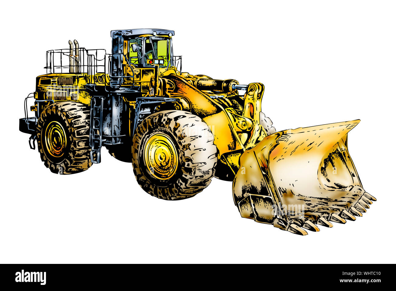 Buldozer illustration color art Stock Photo - Alamy