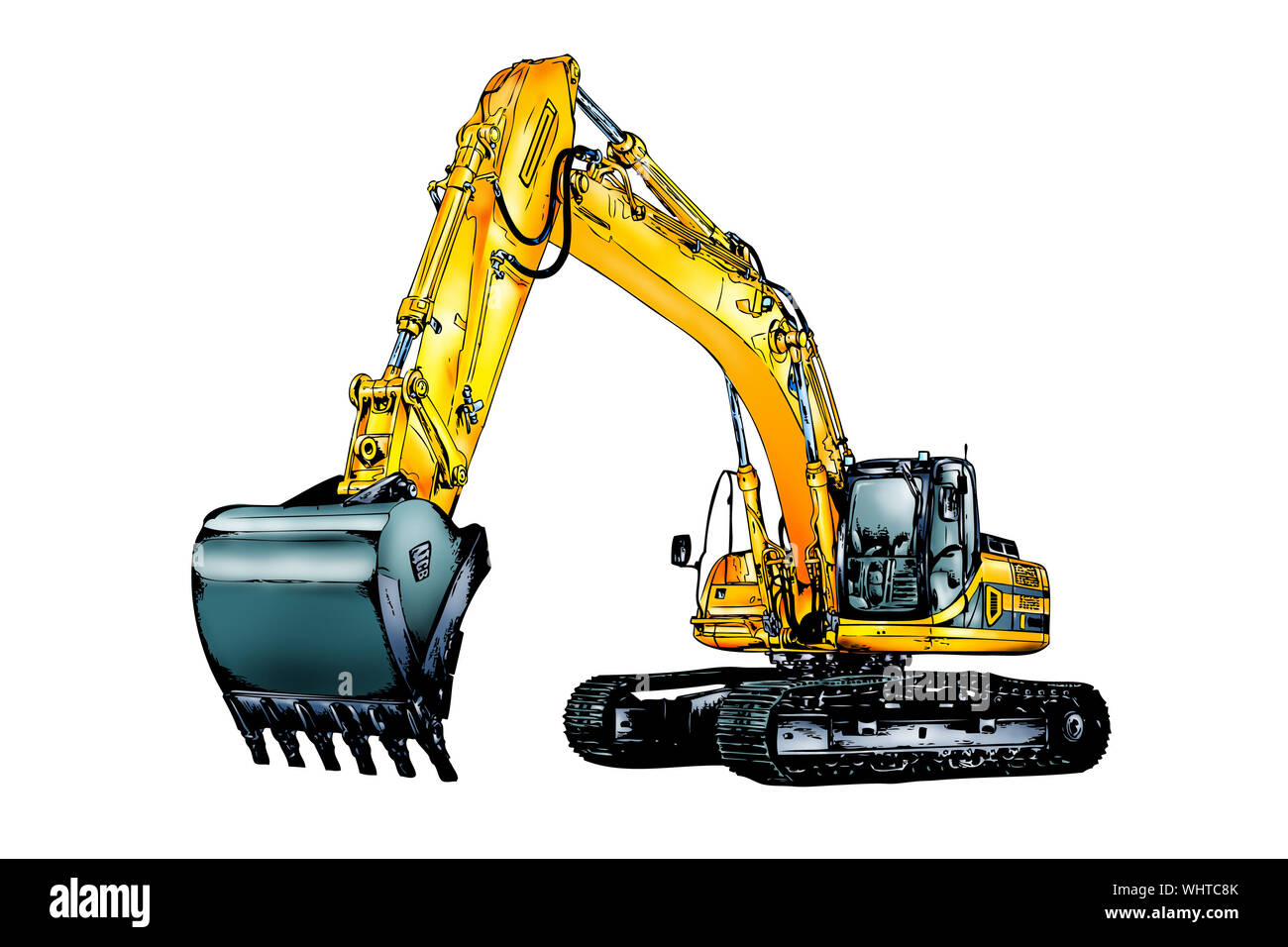 Excavator illustration color isolated art work Stock Photo - Alamy