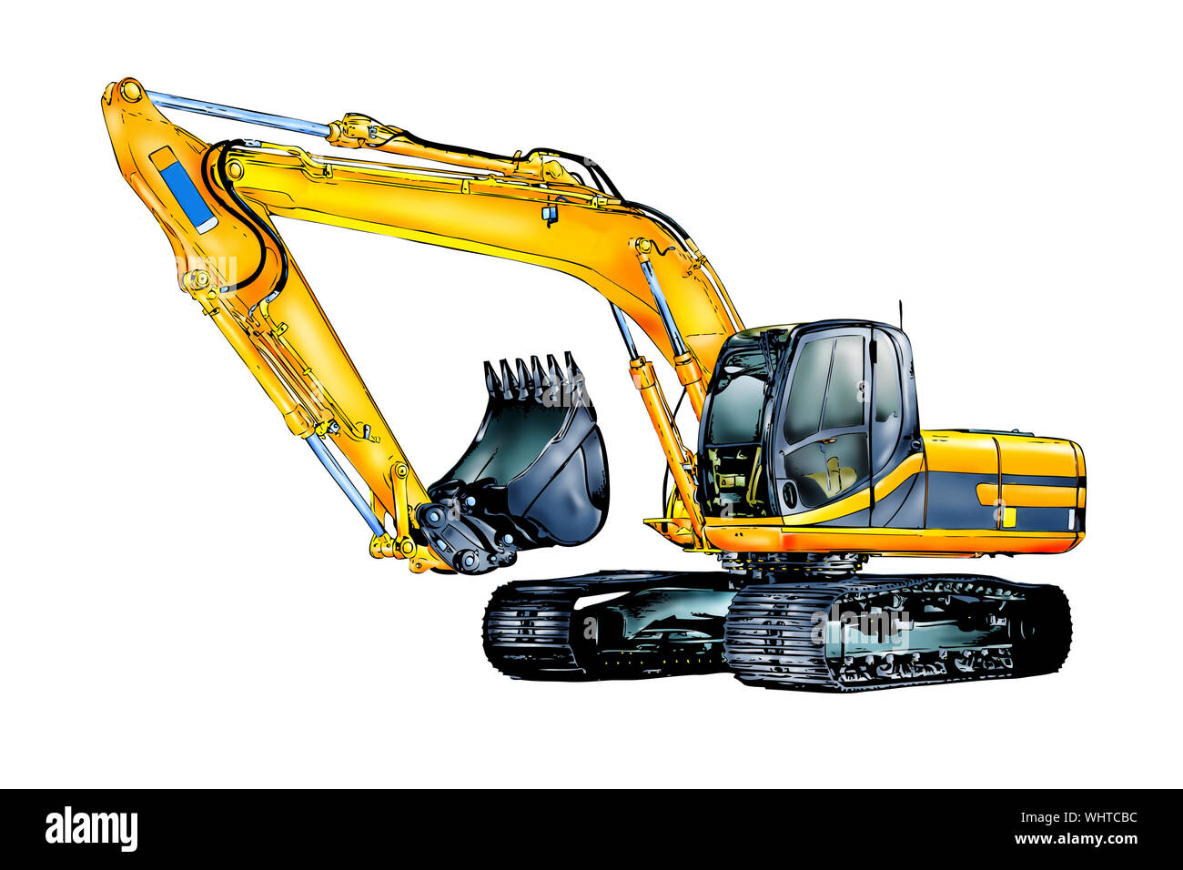 Excavator illustration color isolated art work Stock Photo - Alamy