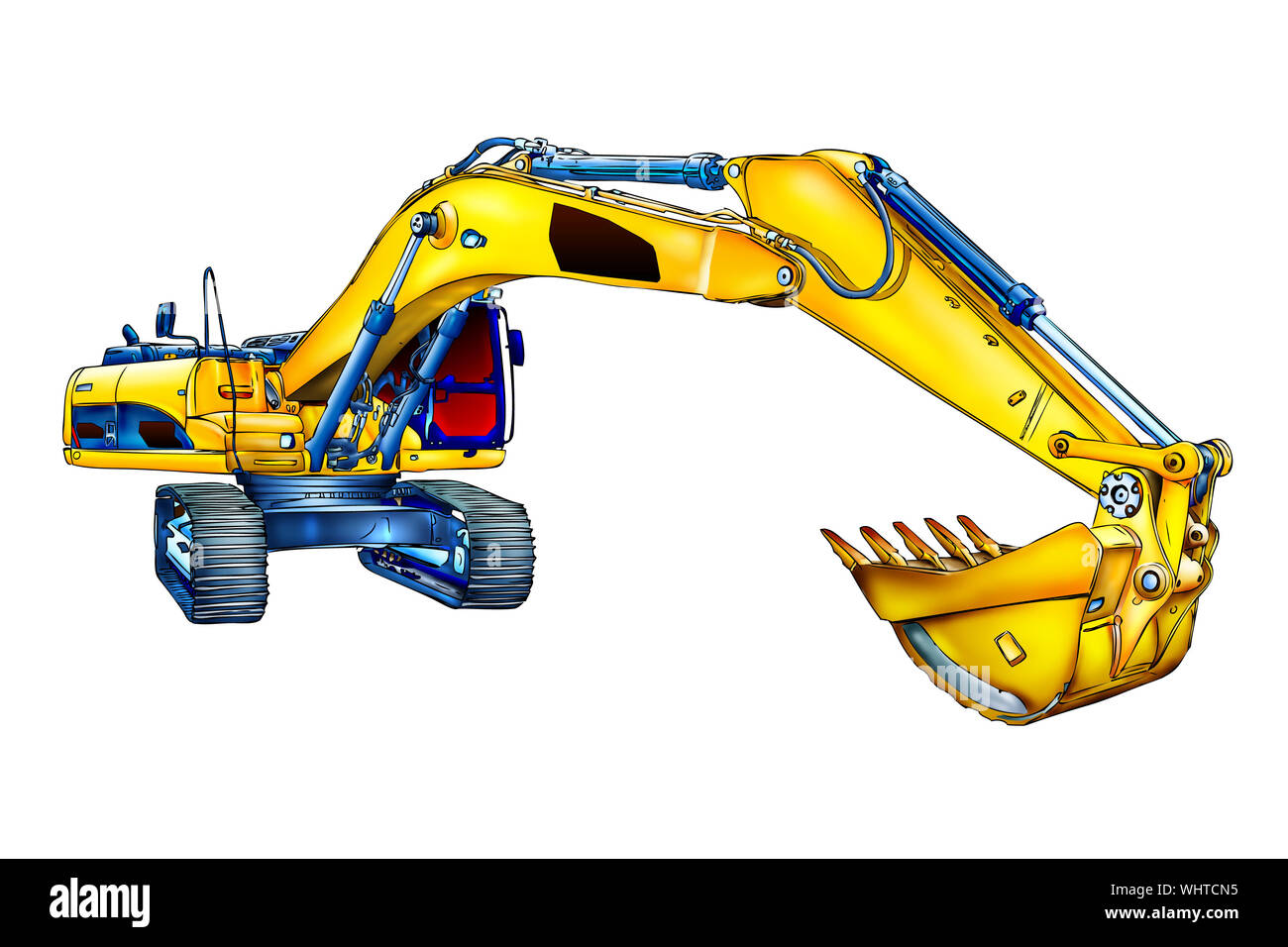 Excavator illustration color isolated art work Stock Photo - Alamy