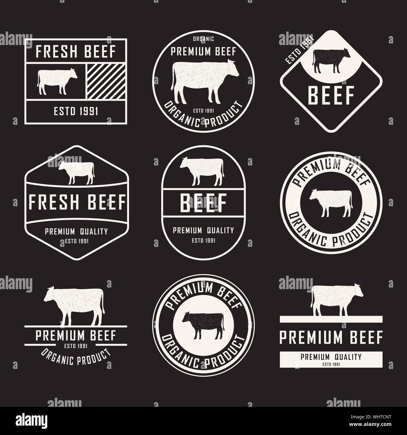 Set of premium beef labels, badges and design elements. Vector ...