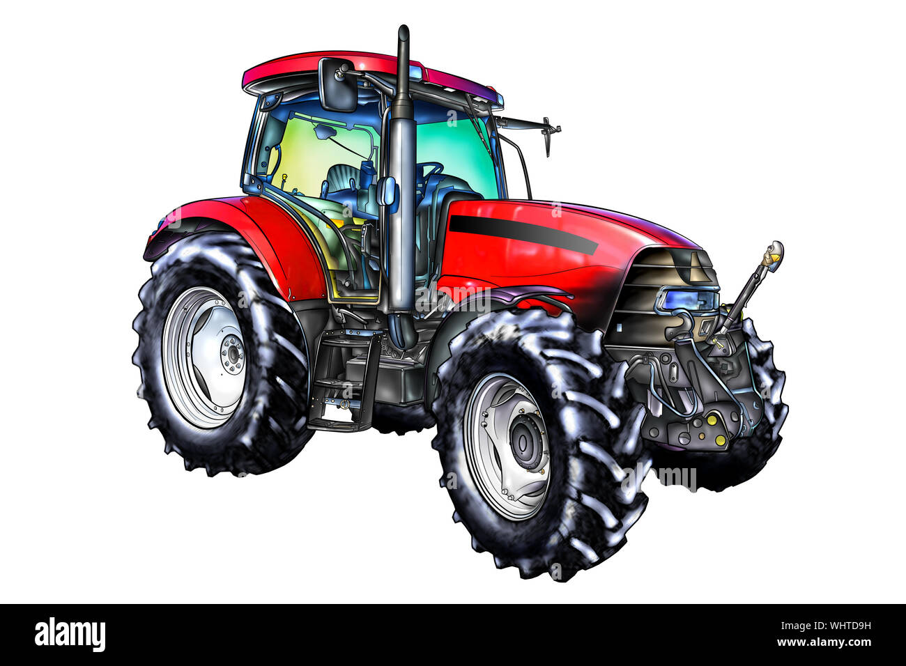 Green tractor drawing Cut Out Stock Images & Pictures - Alamy