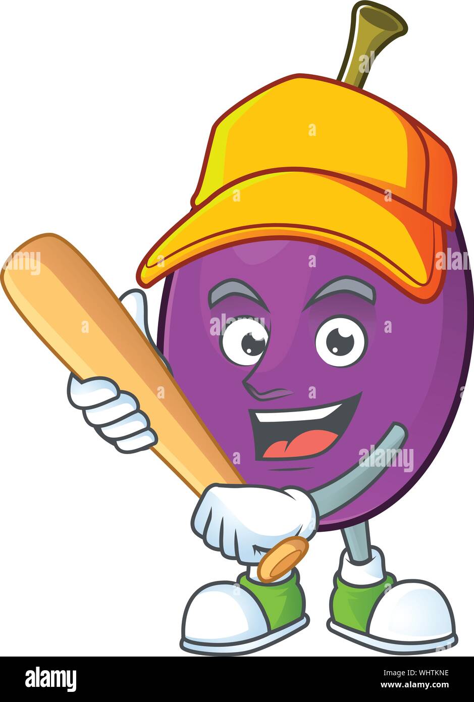 Playing baseball winne fruit cartoon character on white background ...