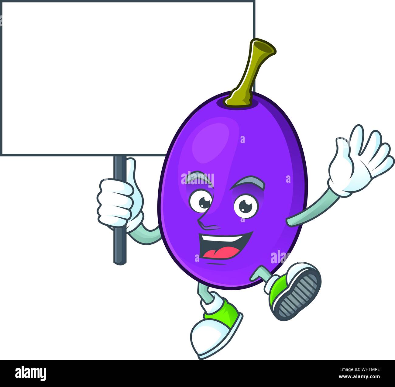 Bring board winne fruit cartoon character on white background Stock ...