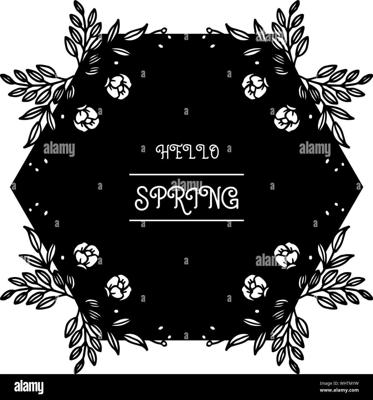 Wallpaper unique leaf floral frame, for lettering of hello spring ...
