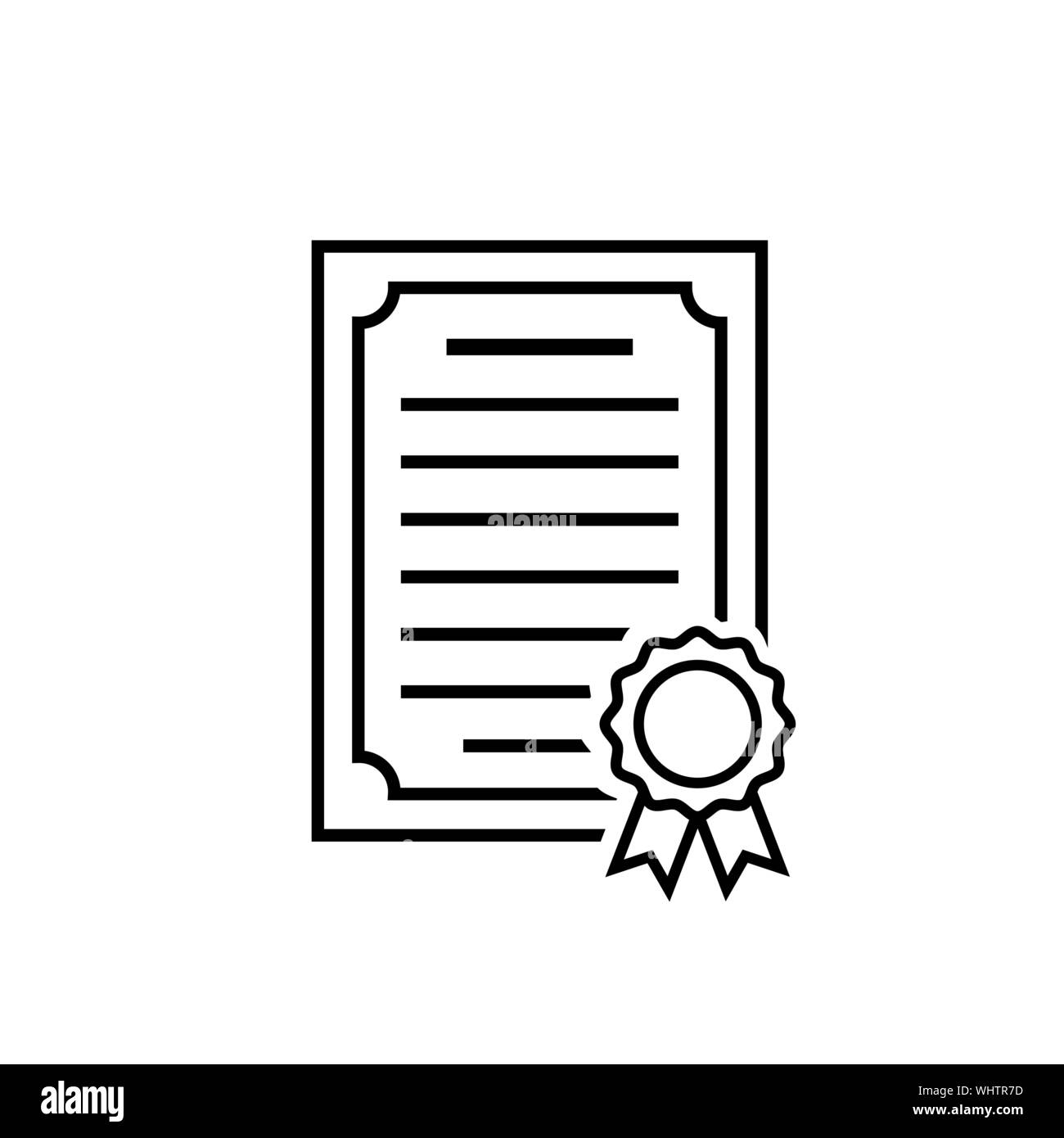 Certificate line icon. Achievement symbol in flat style. Award, grant ...