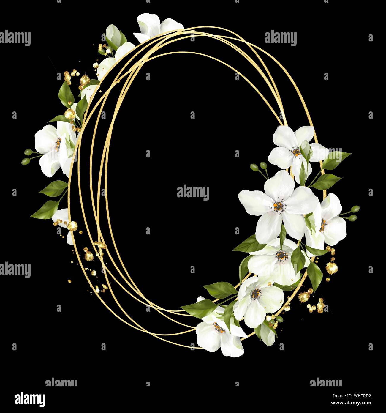 Floral frame with decorative white flowers Stock Photo - Alamy