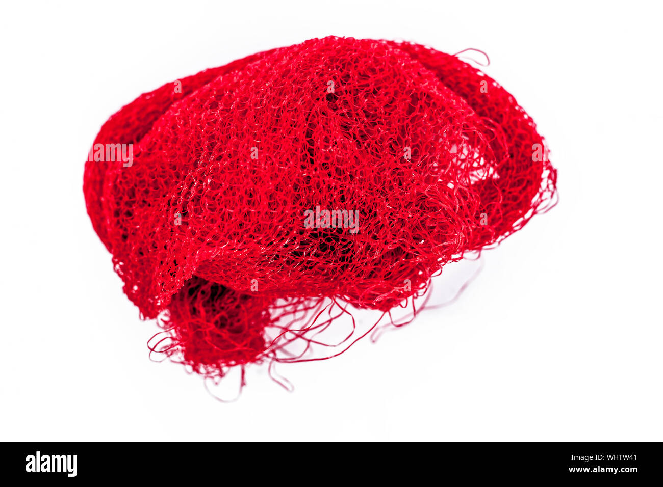 Red colored plastic scrub or scrubber used to clean vessels or utensils ...