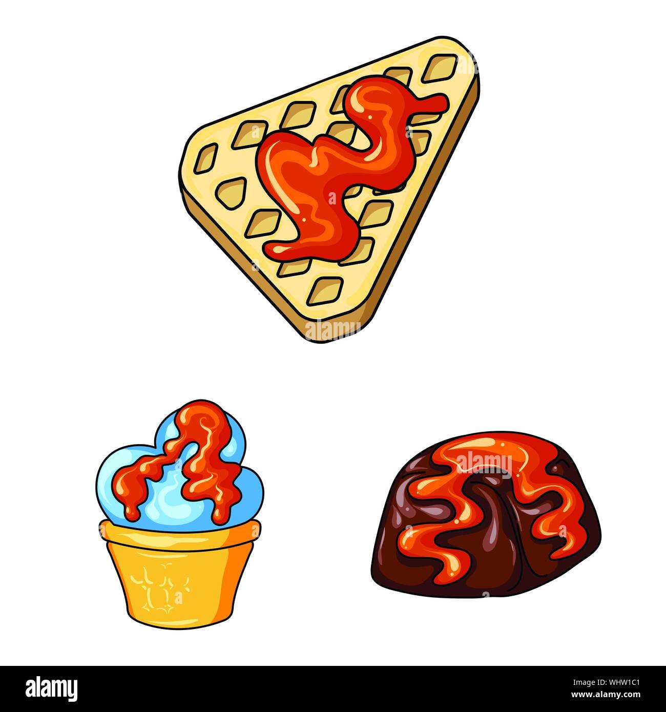 Vector illustration of dessert and sweet sign. Collection of dessert ...