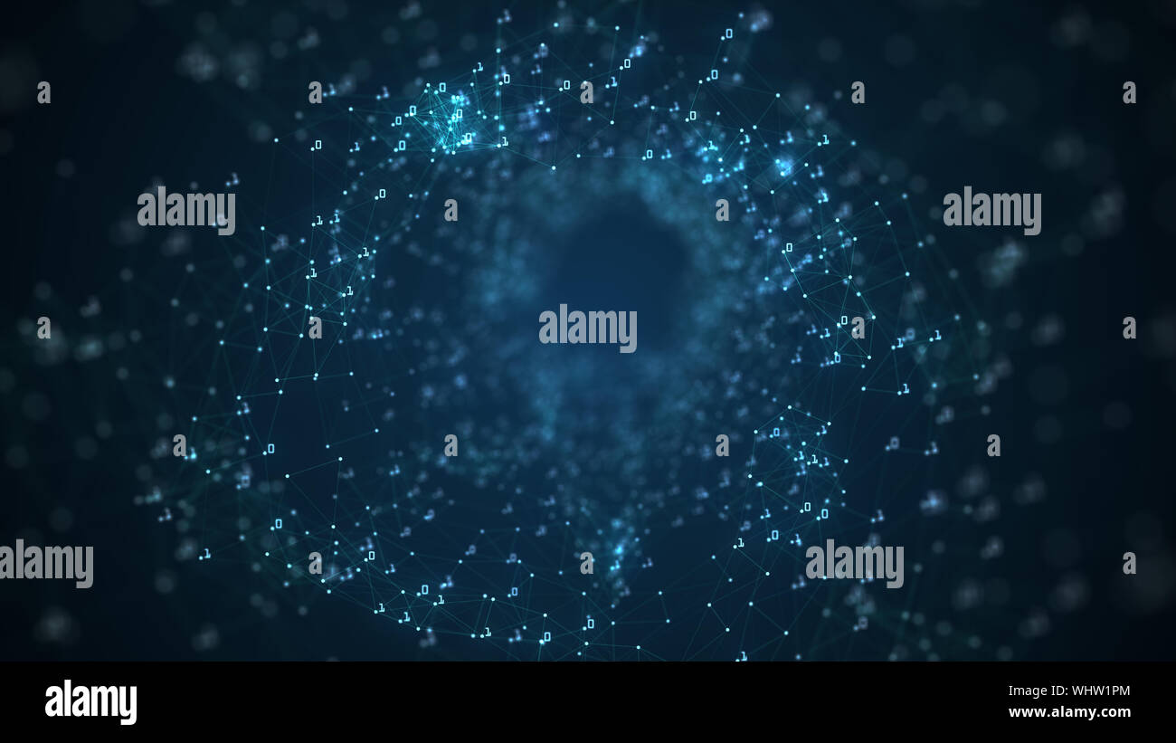 Technology Network Background Concept. A Flying Through Digital Binary Data Tunnel, Made Of ...