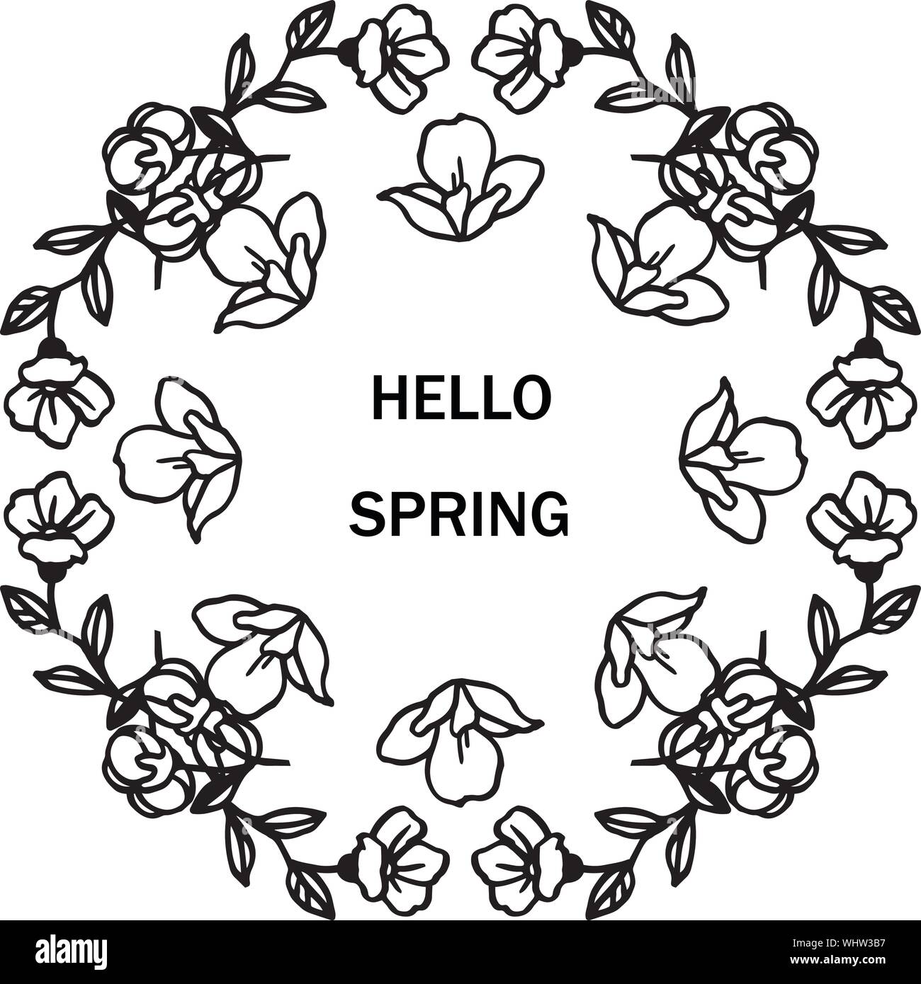 Lettering of invitation card and greeting card hello spring, with art ...