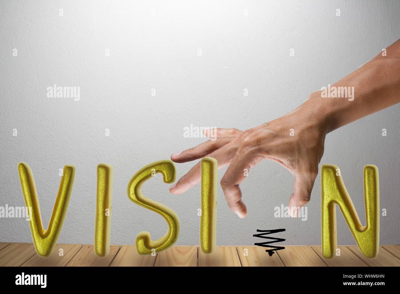 Hand and word vision. - business concept Stock Photo - Alamy