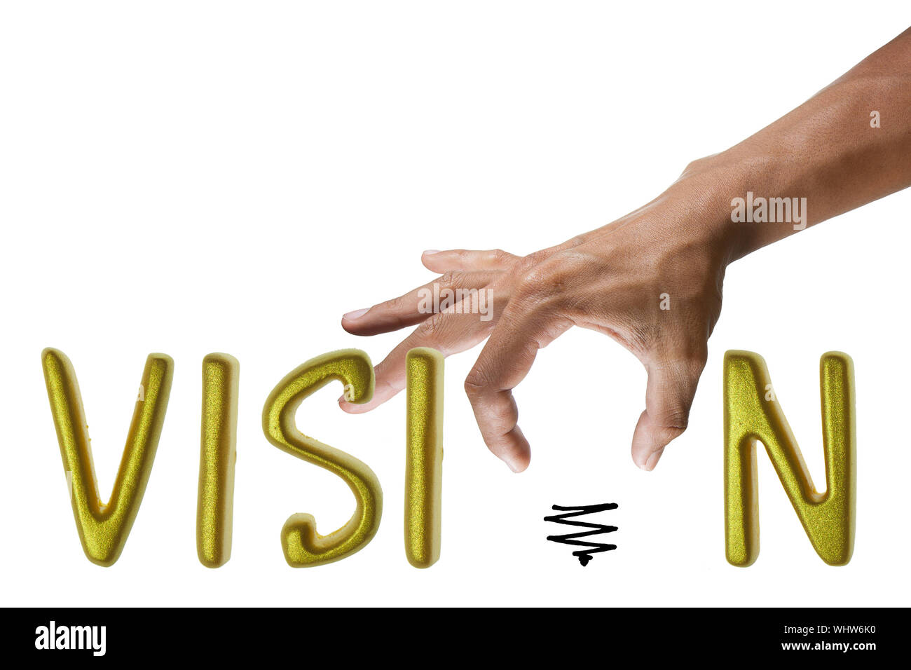 Hand and word vision. - business concept Stock Photo - Alamy