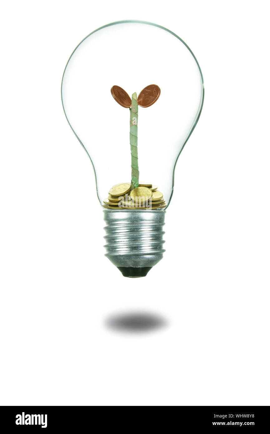 Glass light bulb money Cut Out Stock Images & Pictures - Alamy